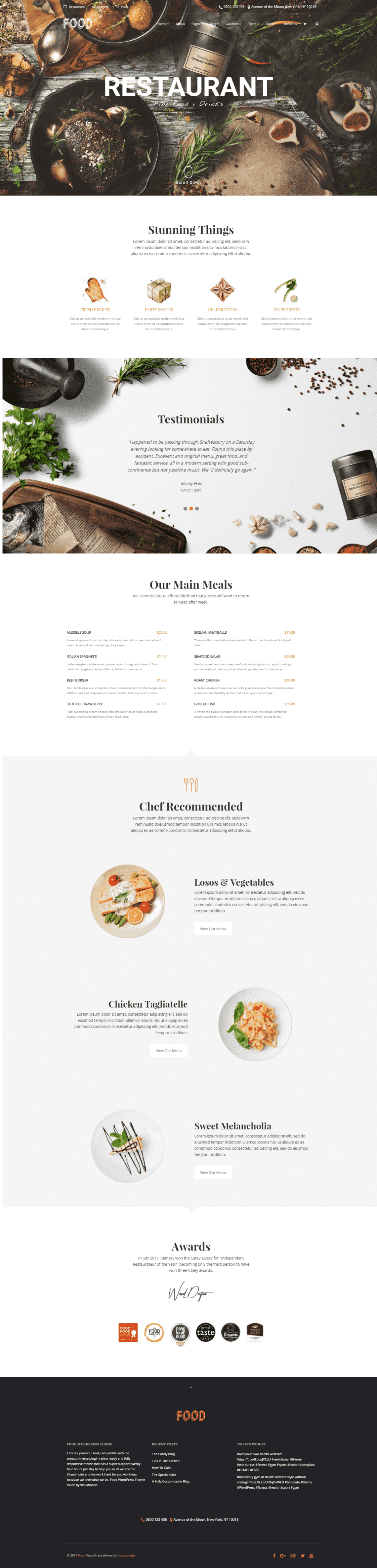 Best Restaurant WordPress Theme Food Site Builder - Visualmodo