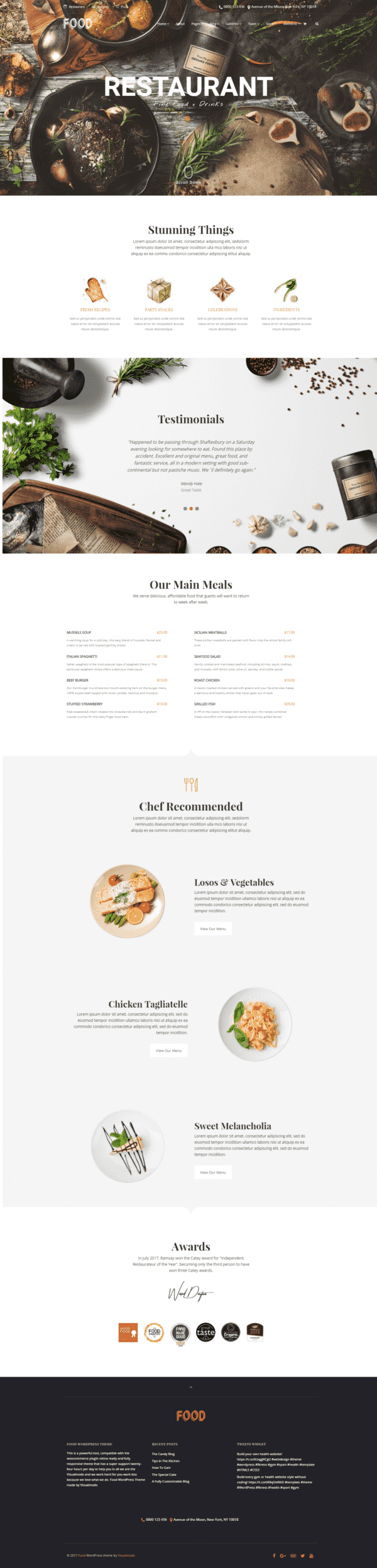 Best Restaurant WordPress Theme Food Site Builder - Visualmodo