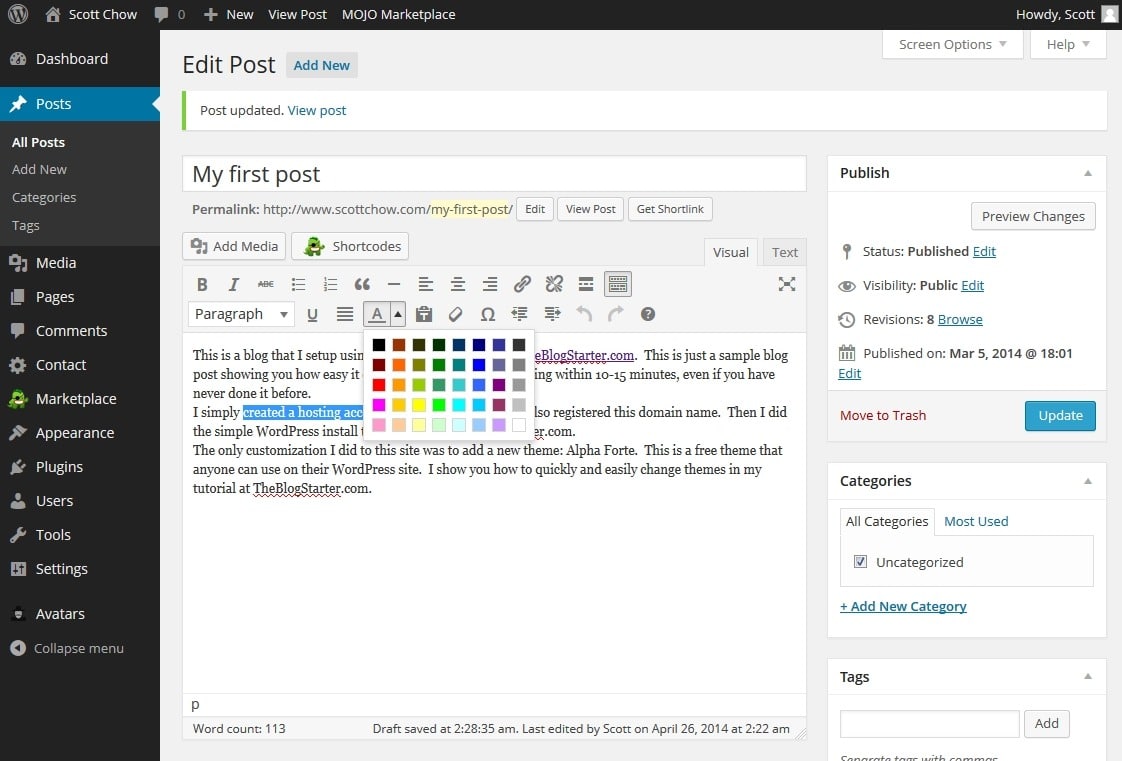 WordPress Text Color And Size Edit How To Change Visualmodo