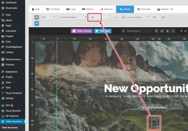 Revolution Slider WordPress Plugin Scroll Down Button - Visualmodo