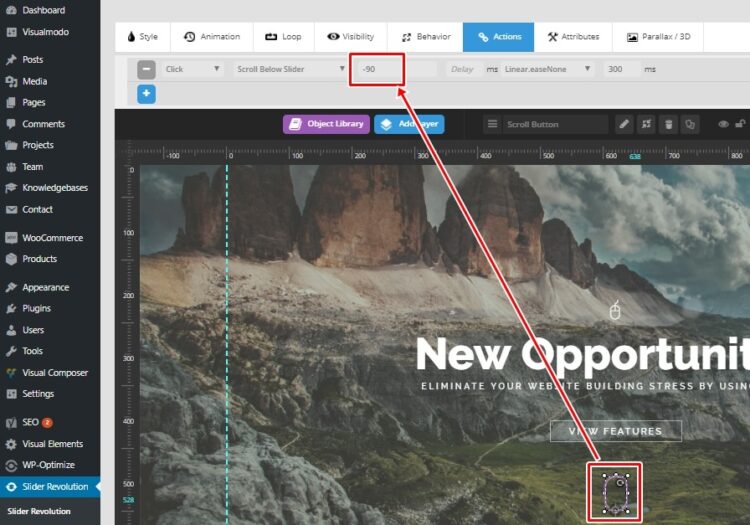 Revolution Slider WordPress Plugin Scroll Down Button - Visualmodo