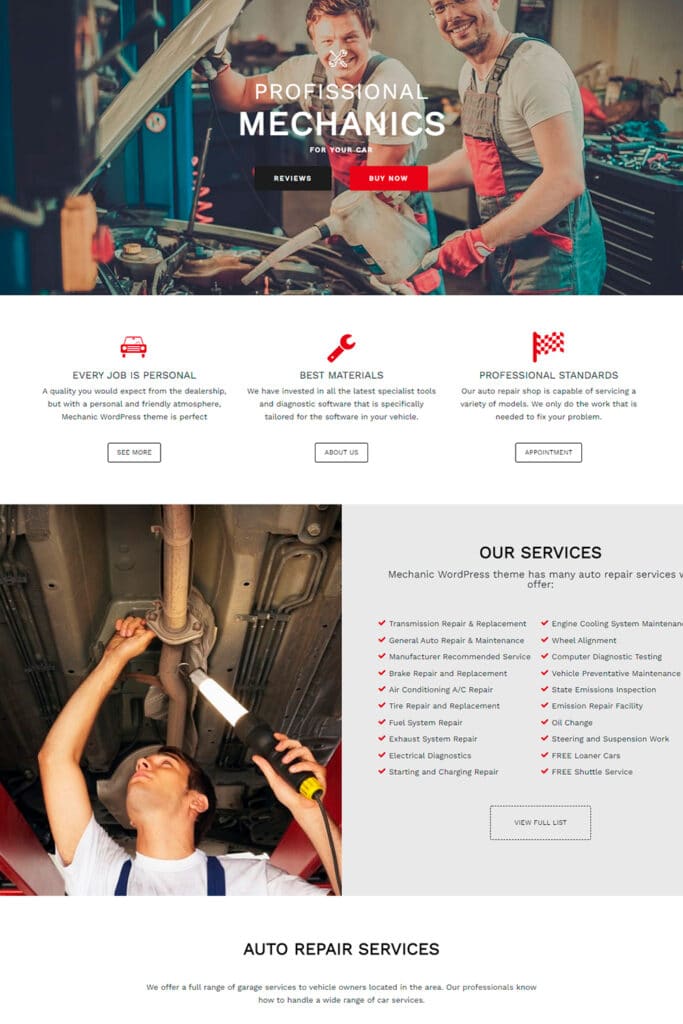 Mechanic WordPress Theme - Auto Workshop & Car Repair