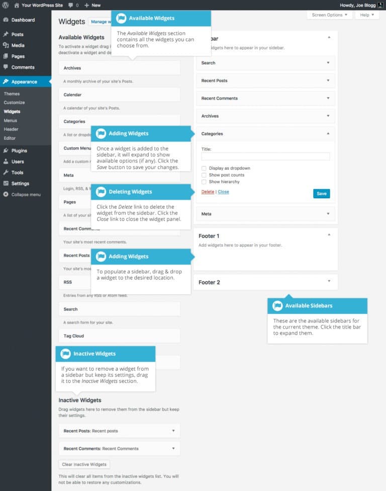 Wordpress Widgets Guide Visualmodo Wordpress Themes Blog