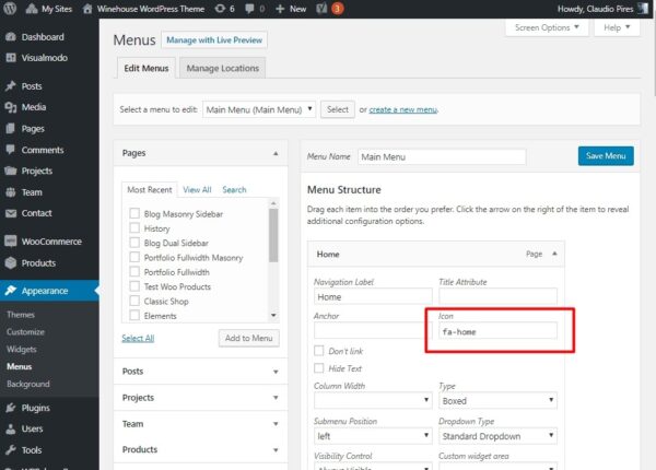 How To Add Icons To WordPress Header Menu - Visualmodo