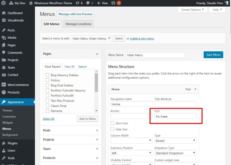 How To Add Icons To WordPress Header Menu - Visualmodo