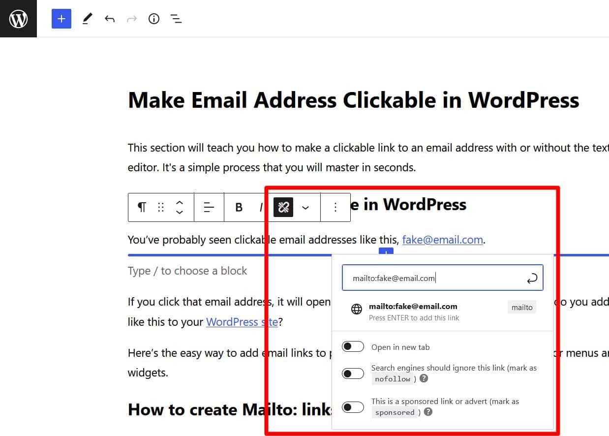 Wordpress Easy Way To Set Email Link Hutchison Tintown79