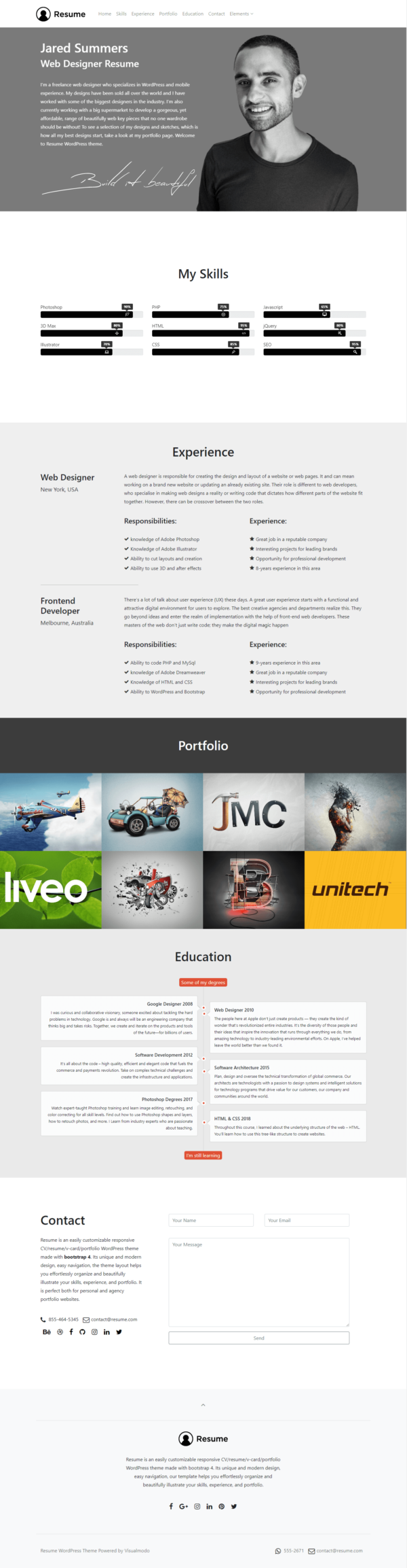 Best CV WordPress Theme To Illustrate Your Resume Website