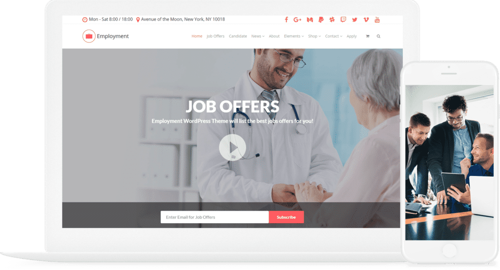 Employment WordPress Theme - Job Portal Template by Visualmodo