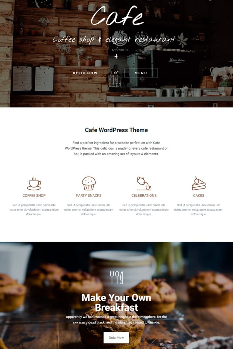 Cafe WordPress Theme Coffee Shop & Bar Template - Visualmodo