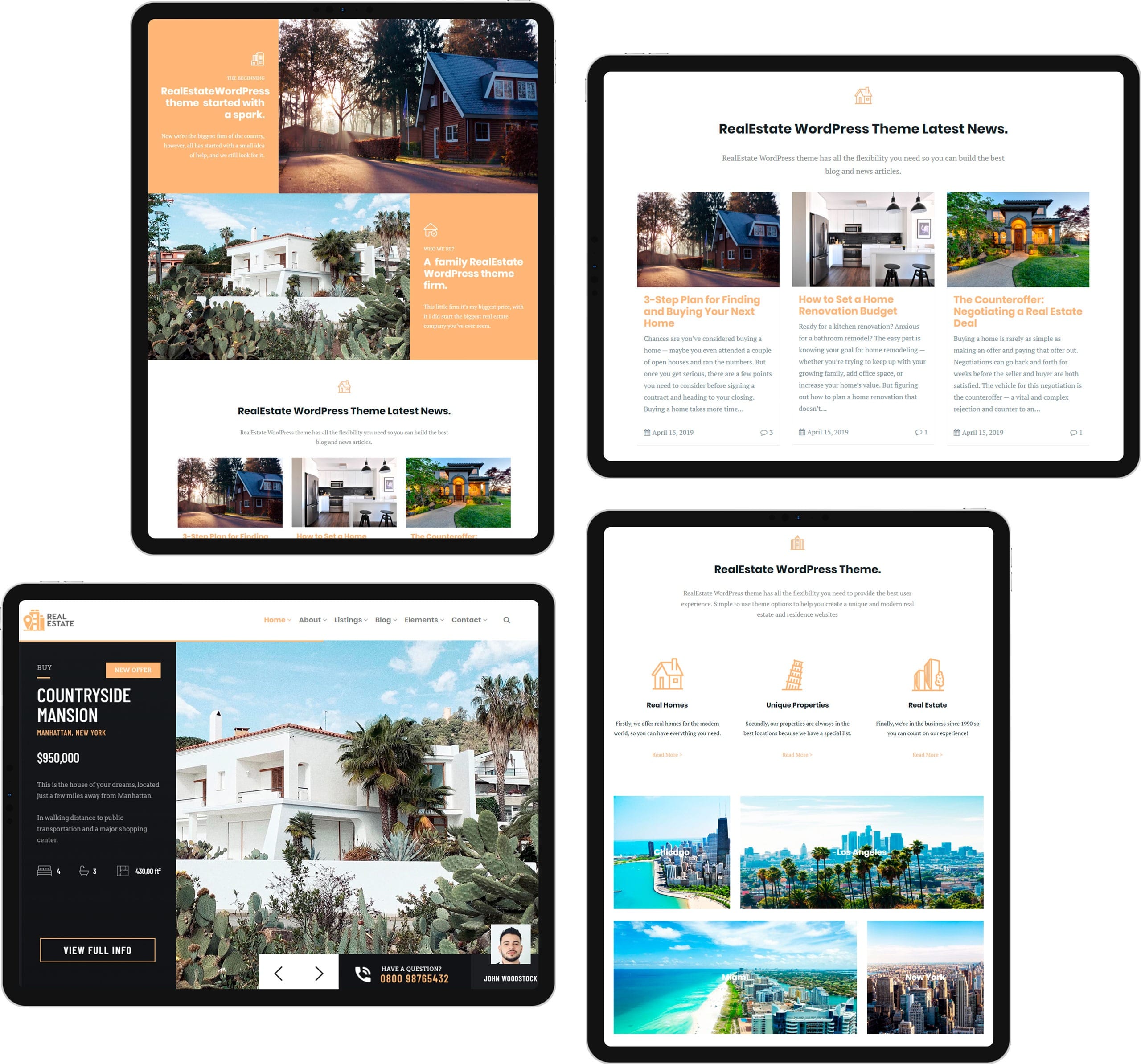 RealEstate WordPress Theme - Property Listings Template by Visualmodo
