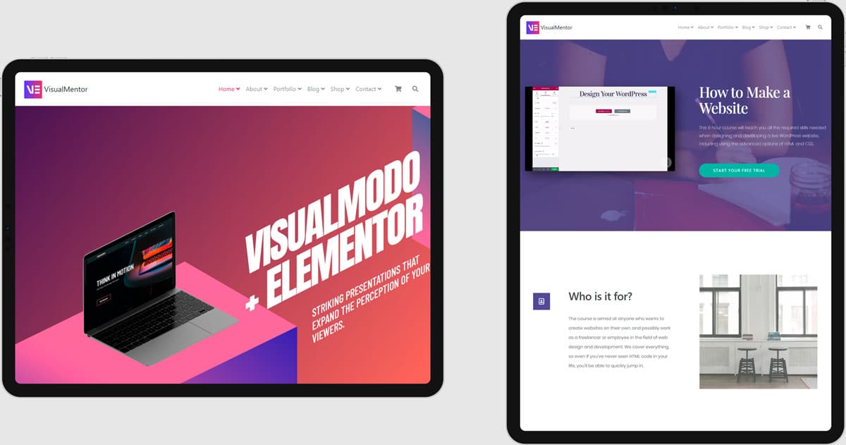 VisualMentor Premium Elementor WordPress Theme - Visualmodo