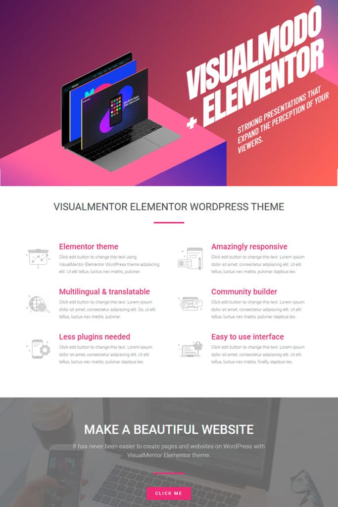 VisualMentor WordPress Theme: Elementor Website Template