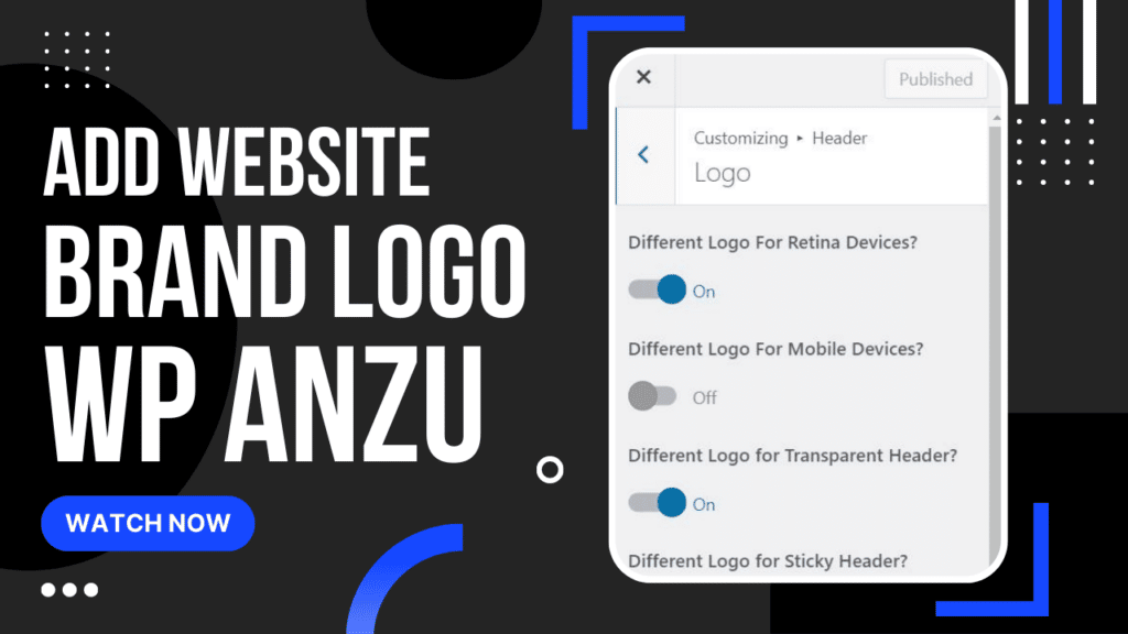 How to Add Website Brand Logo In Anzu WordPress Theme? Visualmodo